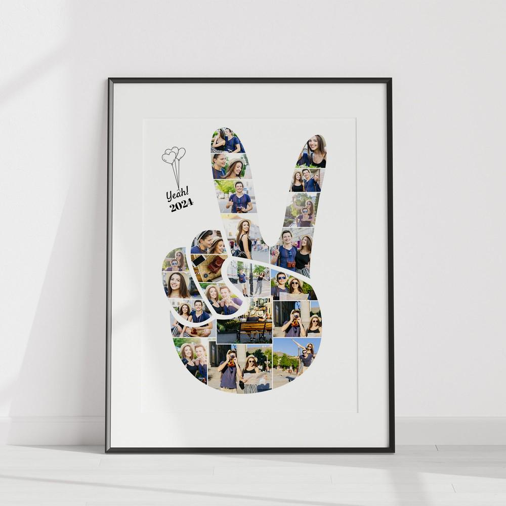 Peace Sign Hand Gesture Photo Collage Peace Symbol Custom Picture ...