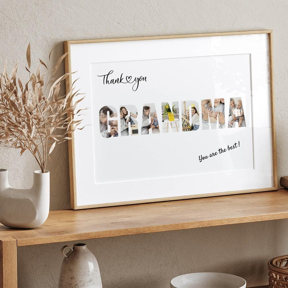 Custom Grandma Photo Collage Personalized Grandma Photo Frame Printable ...