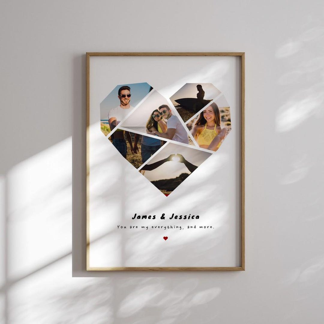Heart Photo Collage Personalized Anniversary Gift Couple Photo Collage ...
