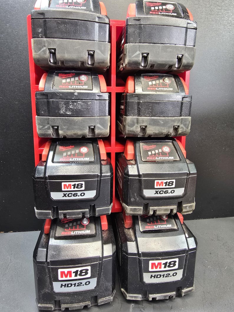 Upgraded Milwaukee M18 Battery Rack 8 Battery 3D Printed ABS. - Etsy