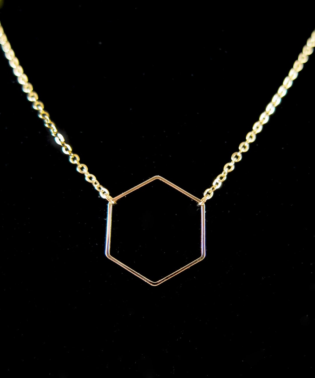 Thin Gold Hexagon Pendant Chain Necklace Perfect to Layer - Etsy