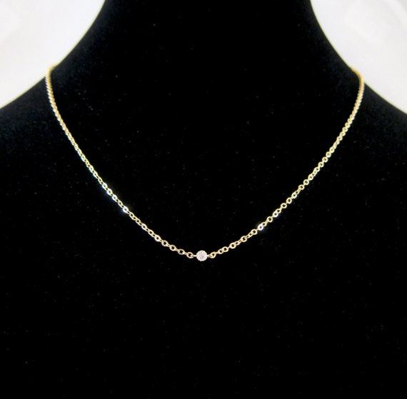 Micro CZ Diamond Crystal Gold Chain Necklace Perfect to - Etsy