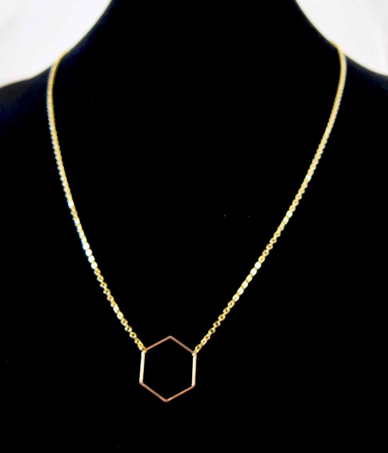 Thin Gold Hexagon Pendant Chain Necklace Perfect to Layer - Etsy