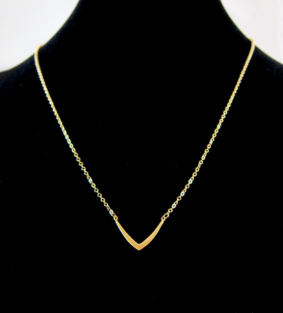 V Shaped Matte Gold Chain Necklace Perfect to Layer Single - Etsy