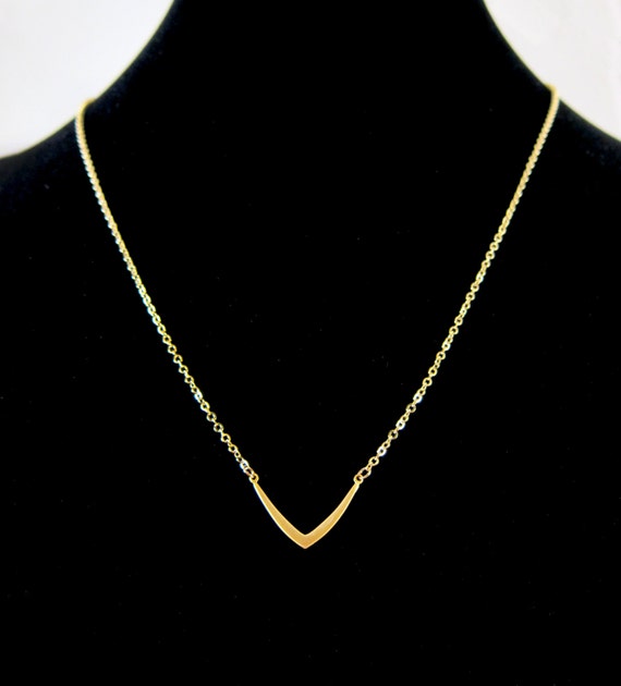V Shaped Matte Gold Chain Necklace Perfect to Layer Single | Etsy