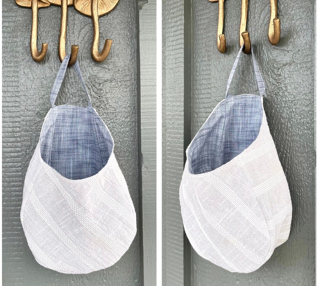 Upcycled Wall Pod Storage Bag Peg Basket Sz Medium Rustic Denim - Etsy