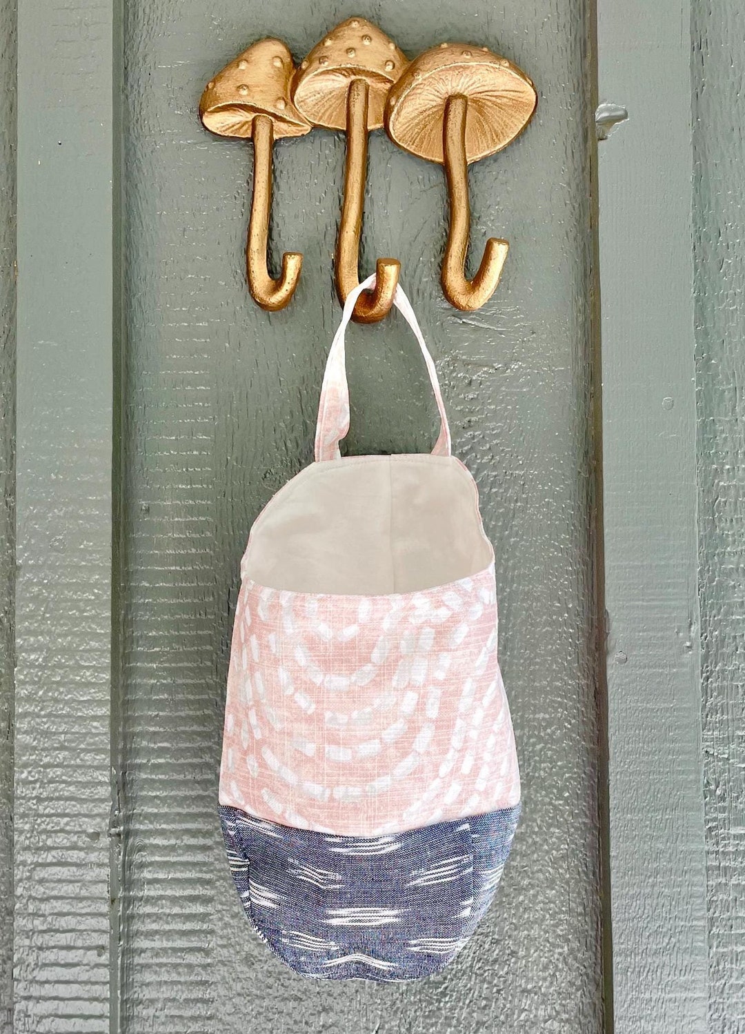 Hanging Pod Storage Basket Bag Seashell and Ikat - Etsy