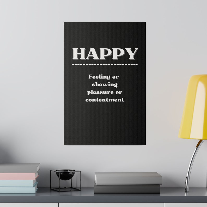 Happy Definition Motivational Wall Art, Office Wall Art Decor ...