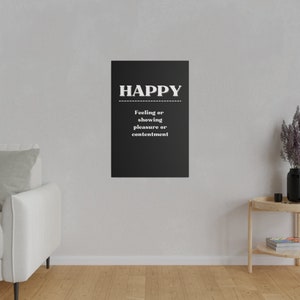 Happy Definition Motivational Wall Art, Office Wall Art Decor ...