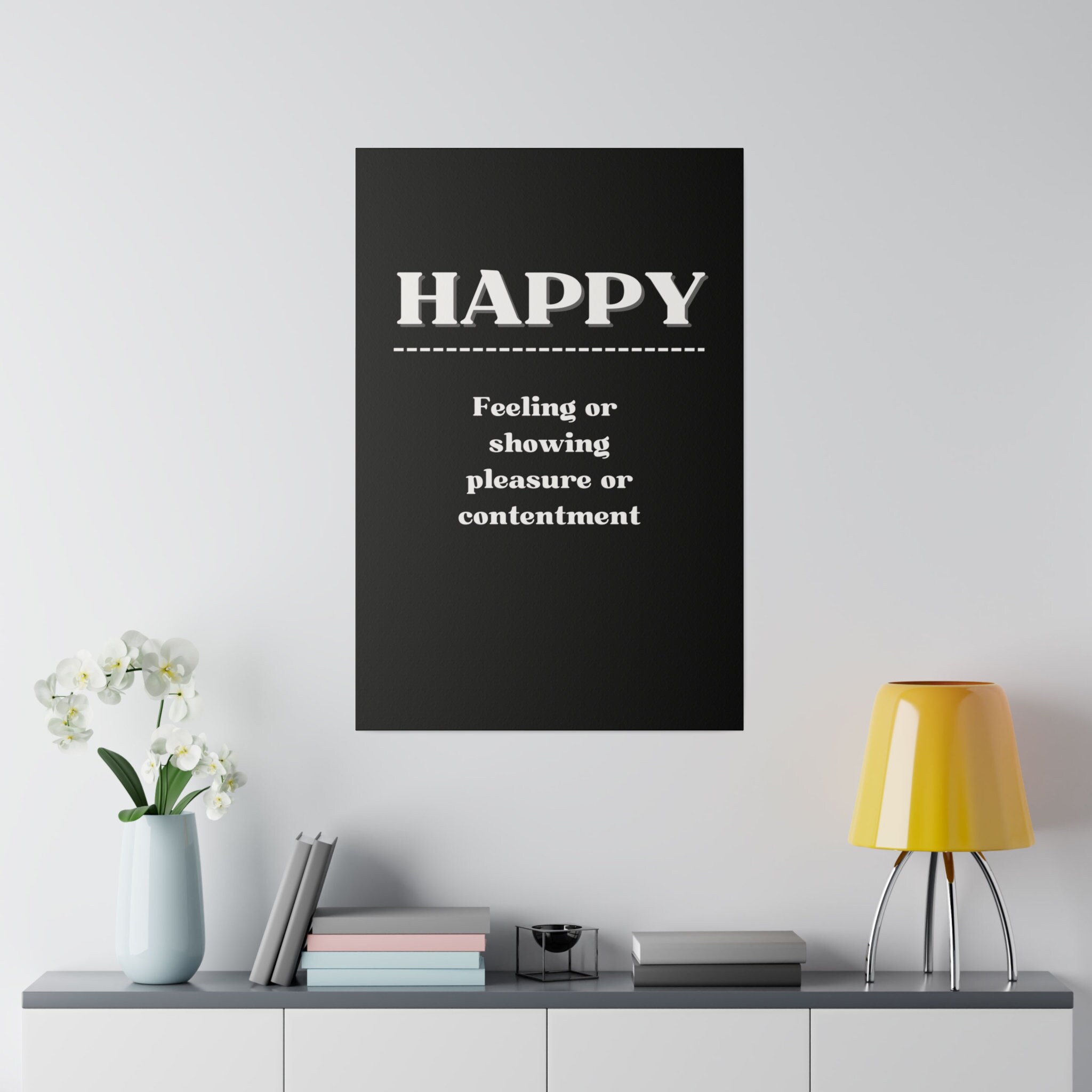 Happy Definition Motivational Wall Art, Office Wall Art Decor ...