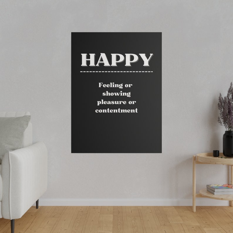 Happy Definition Motivational Wall Art, Office Wall Art Decor ...