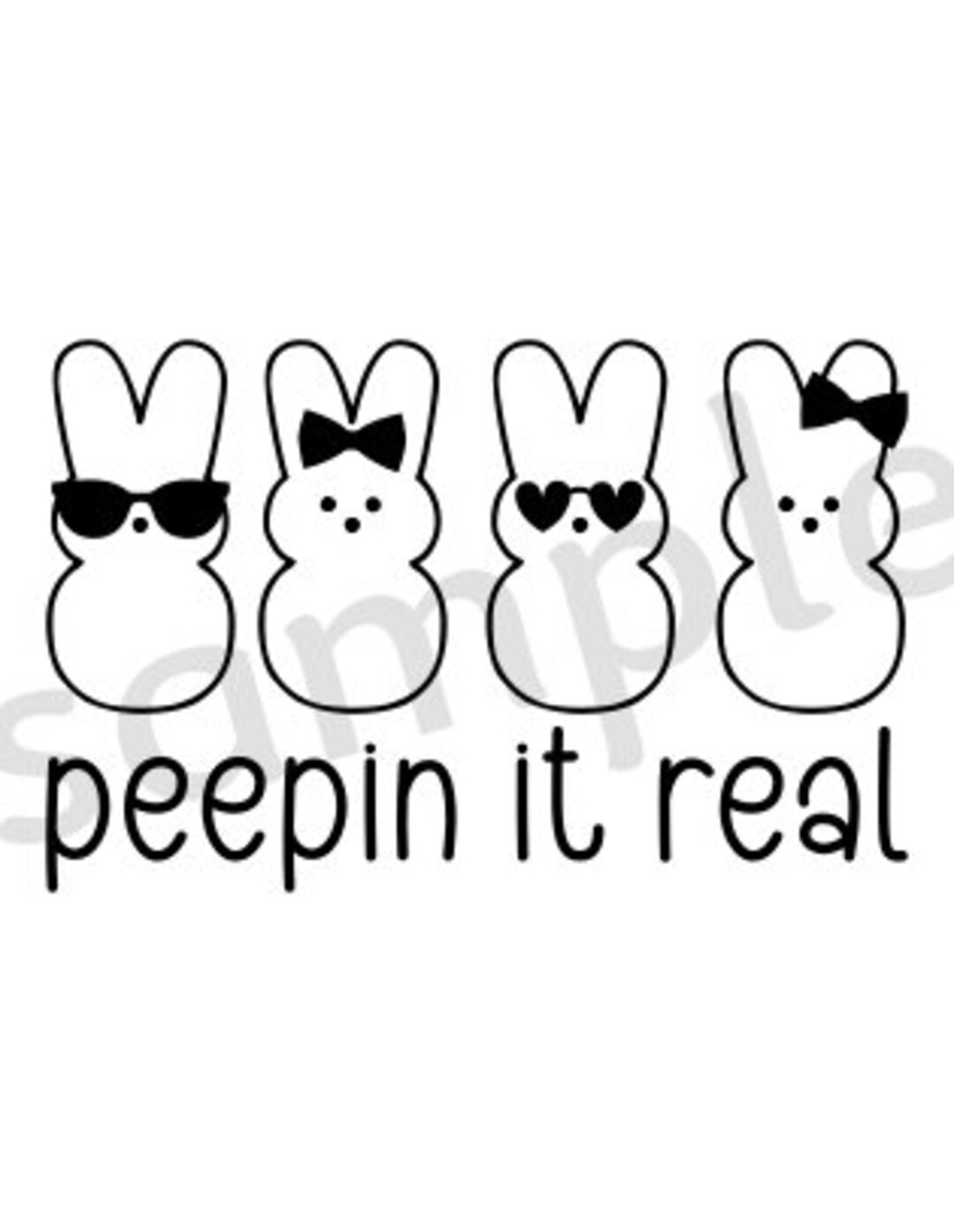 Peepin It Real SVG Featuring Peep Bunnies, Sunglasses, and Bows - Etsy