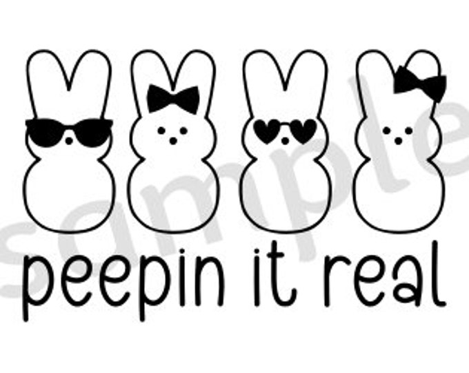 Peepin It Real SVG Featuring Peep Bunnies, Sunglasses, and Bows - Etsy