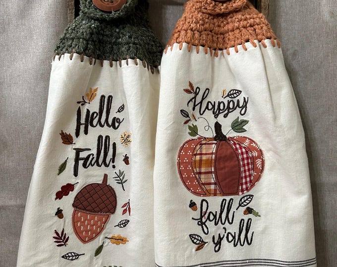 Set of 2 Hanging Fall Kitchen Towels - Etsy