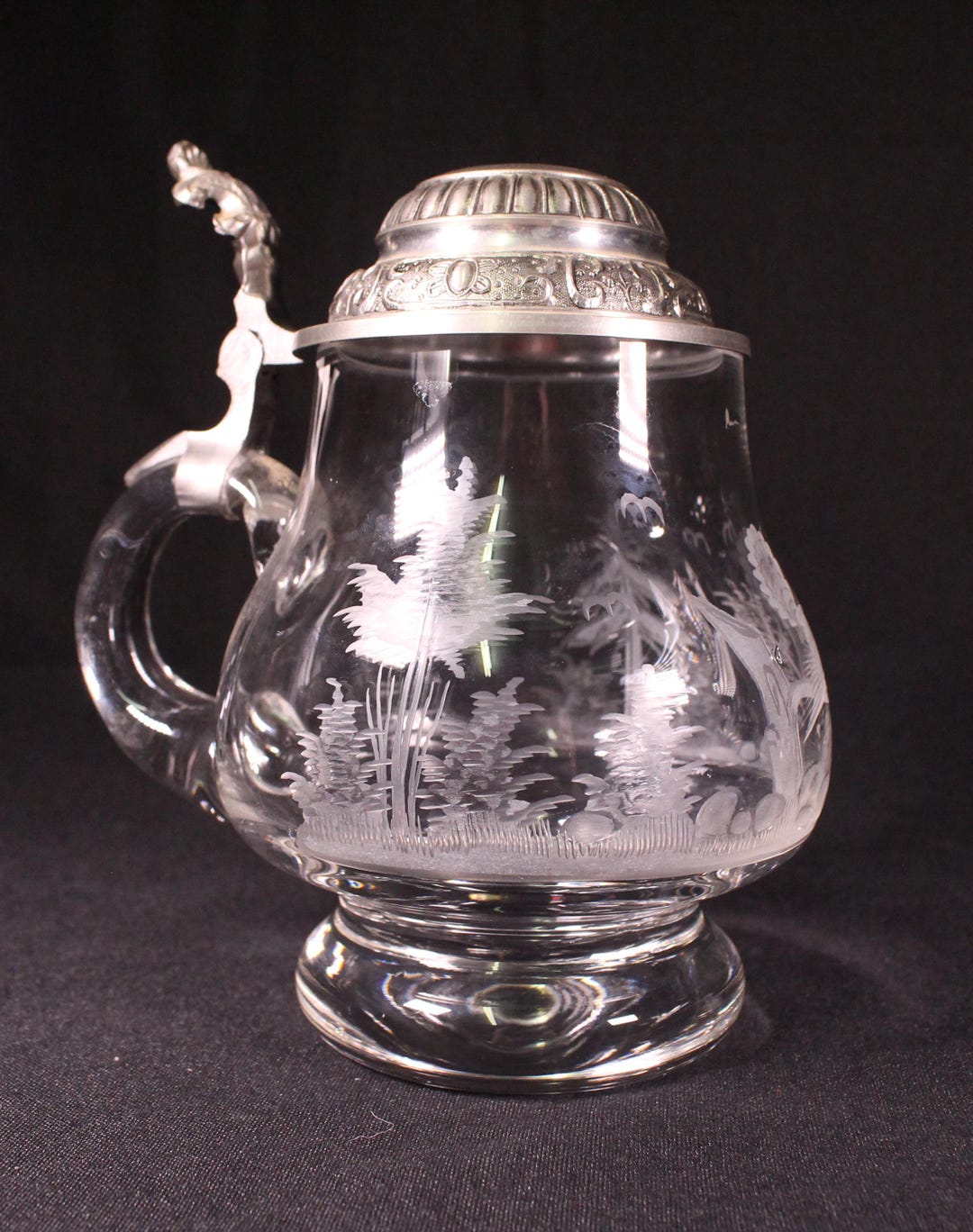 Rein Zinn Etched Glass Beer Stein Pheasant in Tree - Etsy