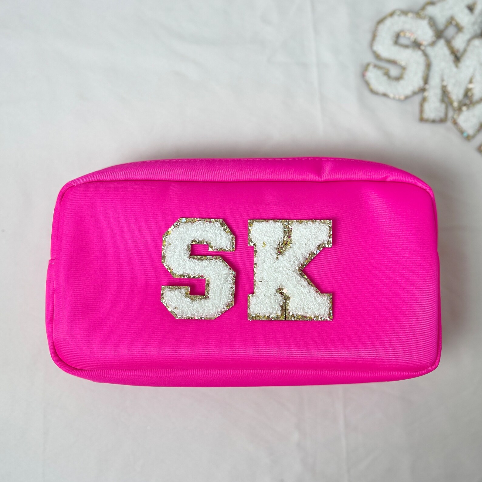 Personalized SMALL Chenille Letter Patch Bag Customizable Bag Makeup ...