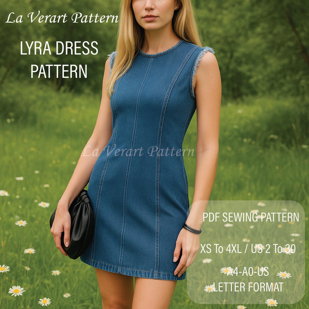 Denim Dress Sewing Pattern, Trendy Mini Summer Dress Sewing Pattern ...