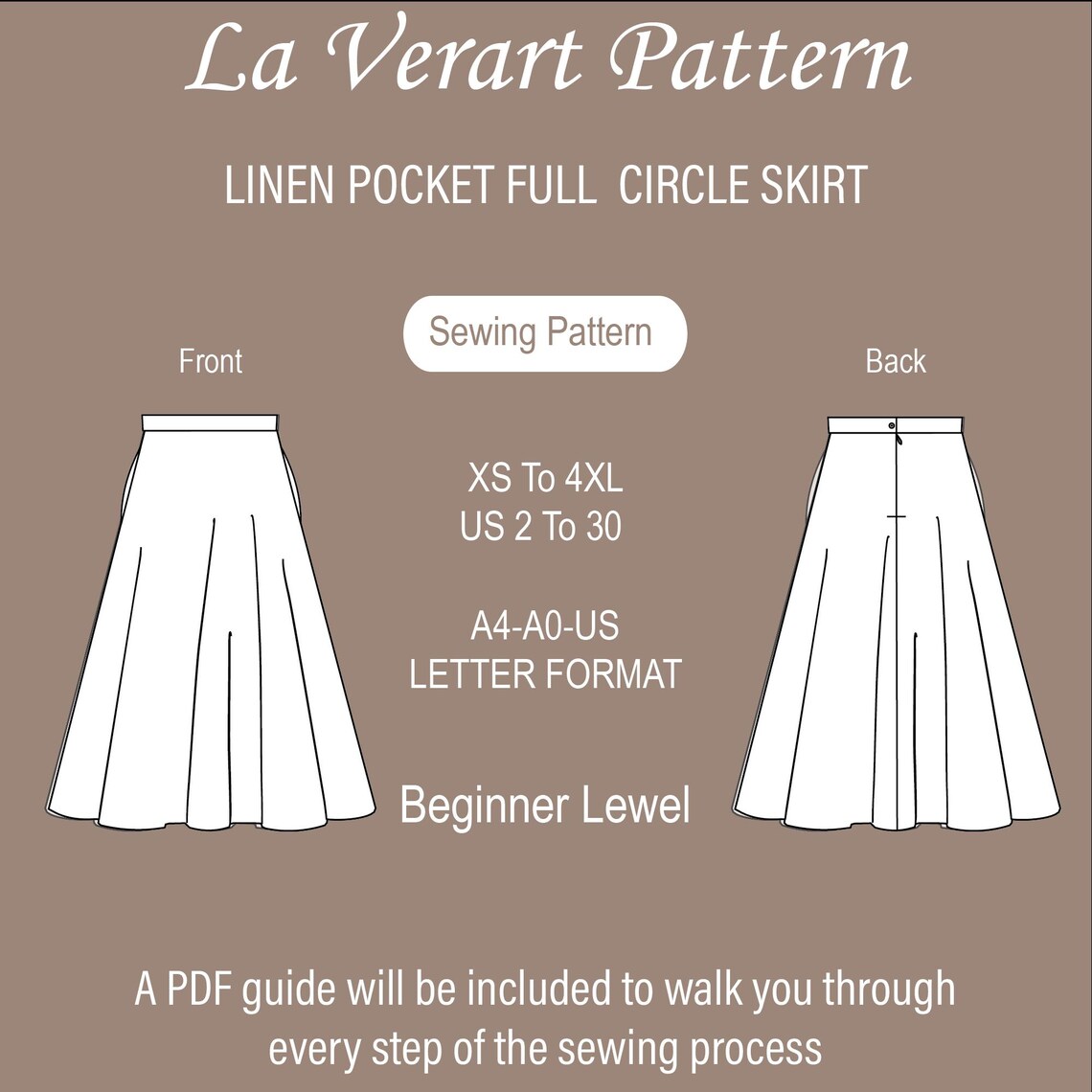 Linen Skirt Sewing Pattern, Midi Skirt, Pockets Skirt Sewing Pattern ...