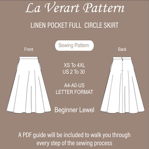 Linen Skirt Sewing Pattern, Midi Skirt, Pockets Skirt Sewing Pattern ...