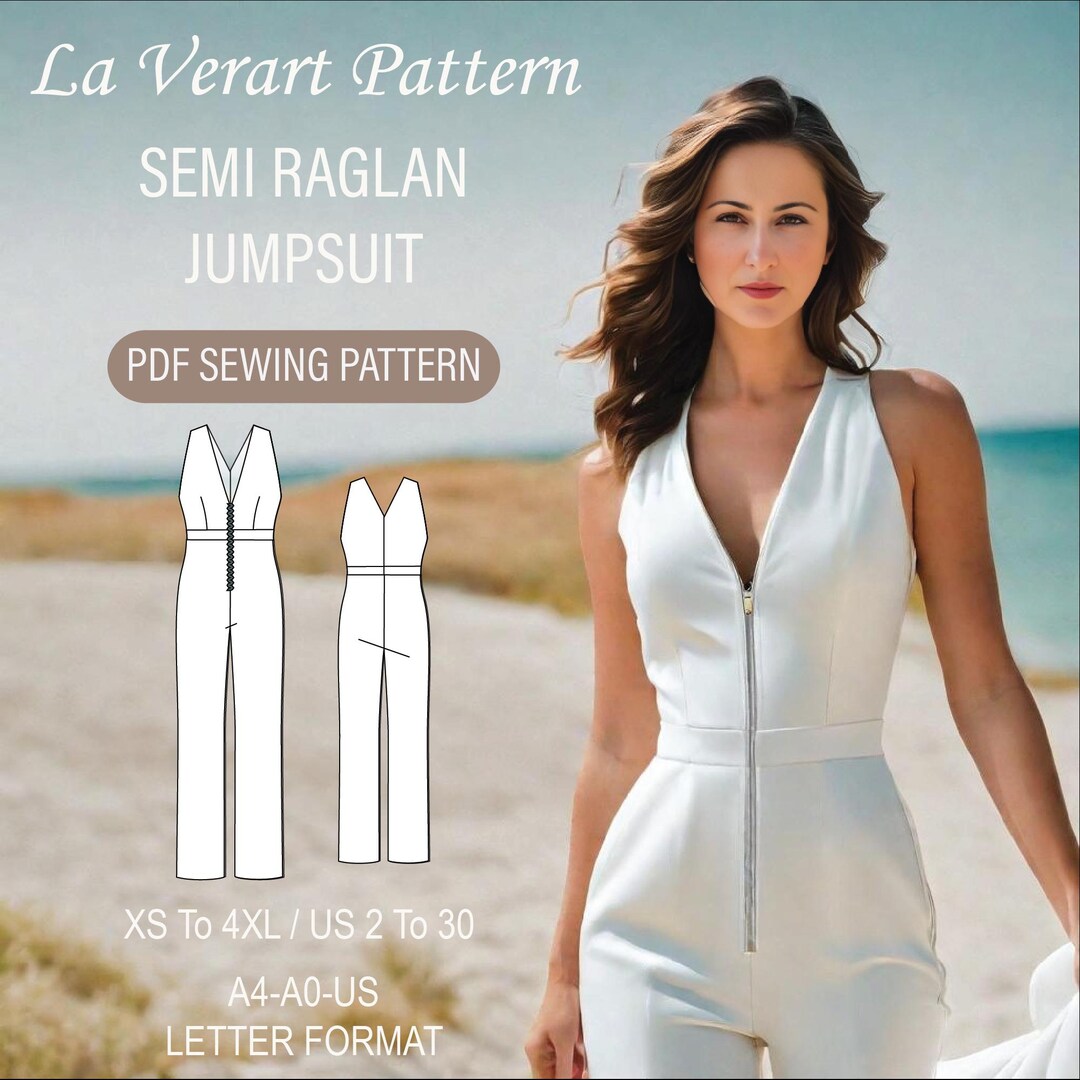 Bridal Jumpsuit Sewing Pattern: Semi Raglan V-neck (PDF) - Etsy