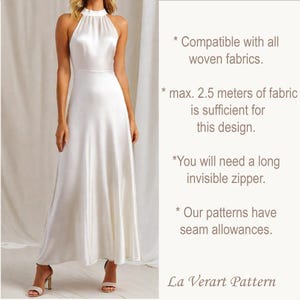 Halter Neck Dress Sewing Pattern, A-line Silk Summer Bridal Gown Maxi ...