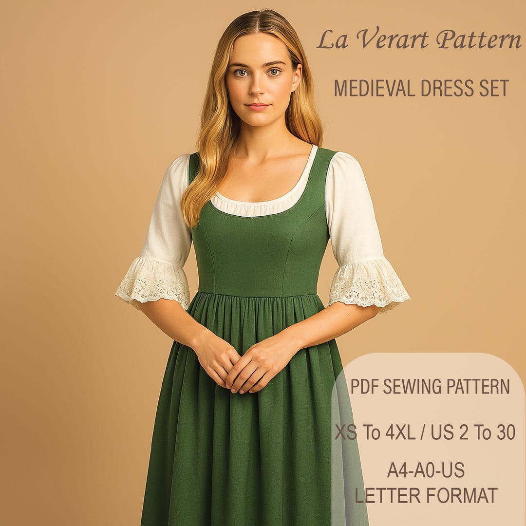 Ren Faire Maxi Dress Sewing Pattern: Medieval Renaissance Gown (US 2-30 ...