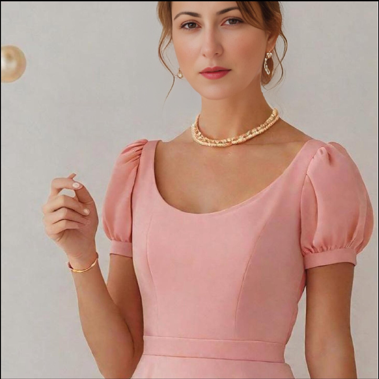 Bridgerton Dress Sewing Pattern, Scoop Neck Empire Waist Dress, Puff ...