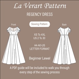 Regency Dress Sewing Pattern, Scoop Neck Empire Waist Maxi Dress ...