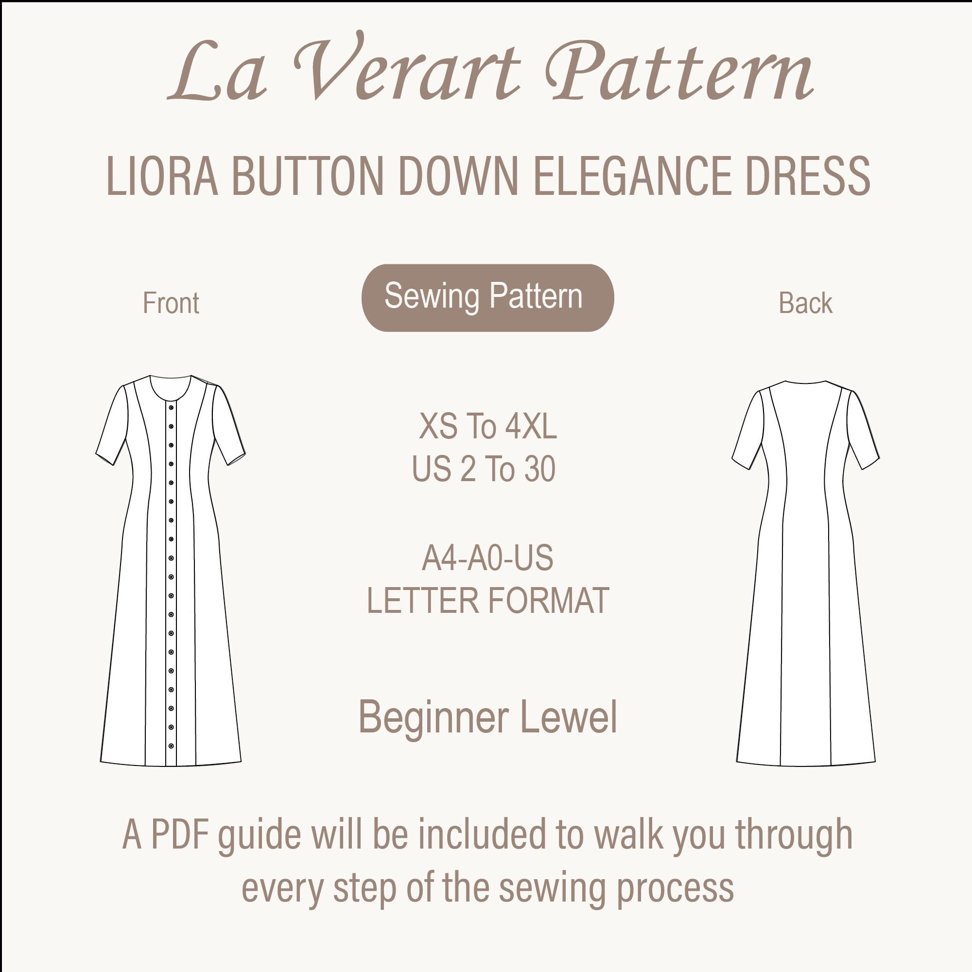 Button Down Dress Sewing Pattern, Midi Dress Sewing Pattern, Shirt ...