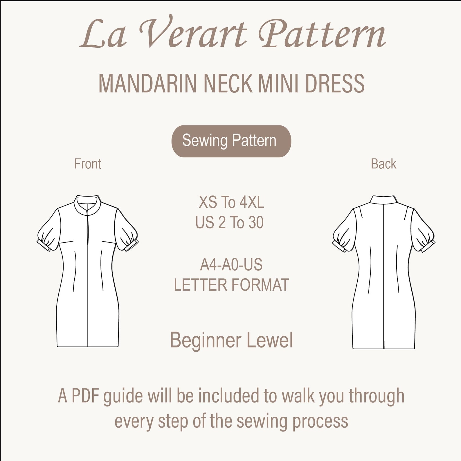 Mandarin Neck China Cheongsam Dress Sewing Pattern, Short Bishop Sleeve ...
