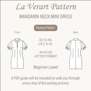 Mandarin Neck China Cheongsam Dress Sewing Pattern, Short Bishop Sleeve ...