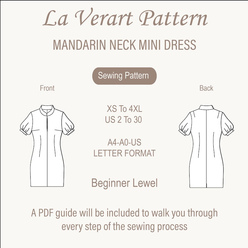 Mandarin Neck China Cheongsam Dress Sewing Pattern, Short Bishop Sleeve ...