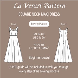 Square Neck Dress Sewing Pattern, Formal Dress, Backless Maxi Dress ...