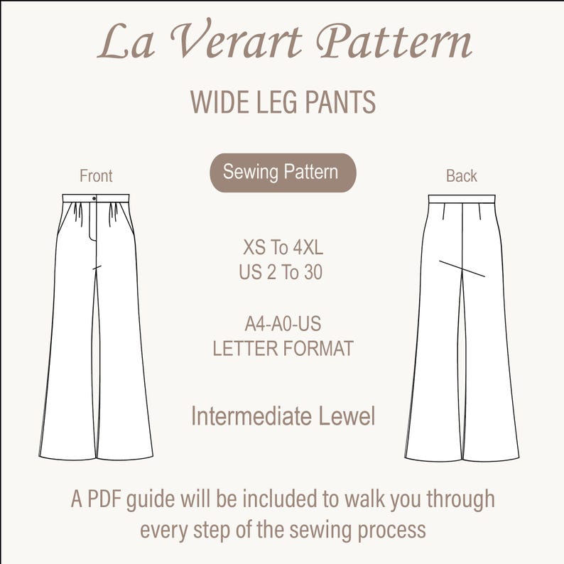 Wide Leg Vintage Linen Palazzo Pants PDF Pattern, Woman Linen Pants ...