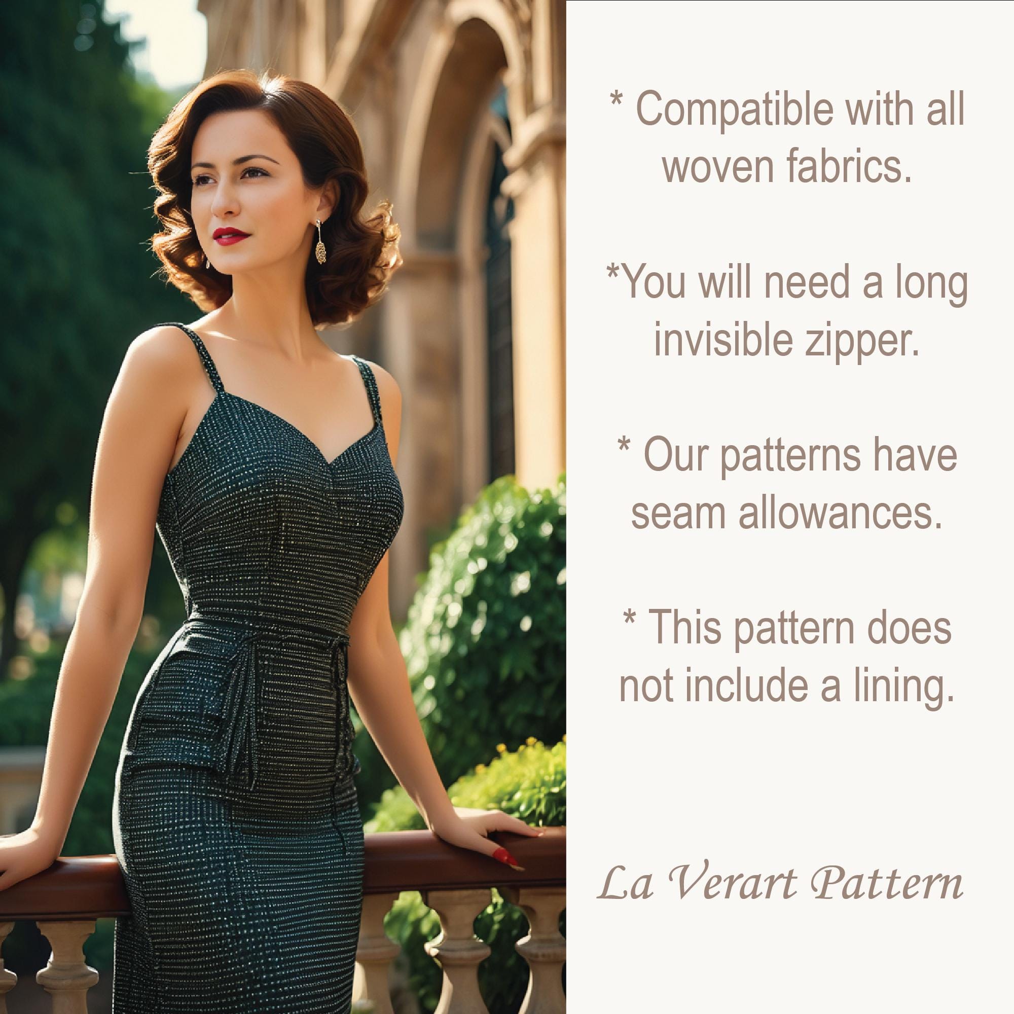 Strappy Pencil Dress Sewing Pattern: Sweetheart Neckline, XS-4XL (A0 ...