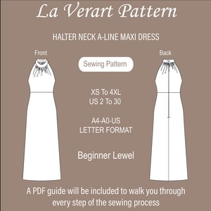 Halter Neck Dress Sewing Pattern, A-line Silk Summer Bridal Gown Maxi ...