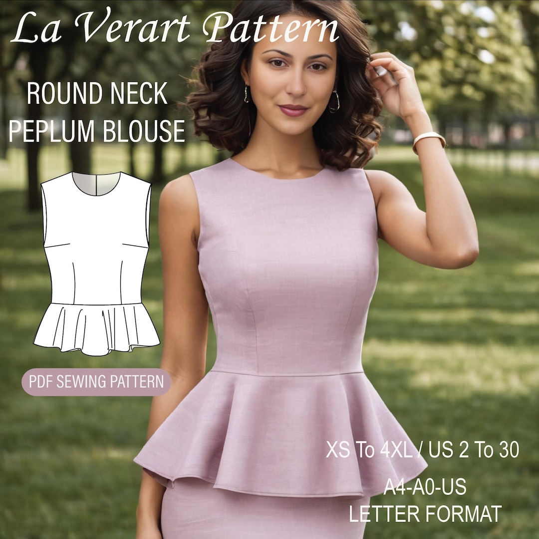 Peplum Top Sewing Pattern: Women's Sleeveless Blouse (US 2-30) (PDF Pattern) - Etsy
