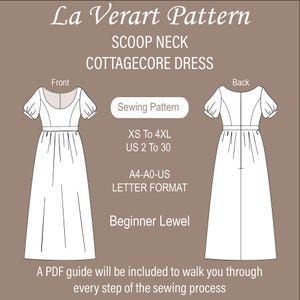 Linen Cottagecore Dress Sewing Pattern: Regency Gown (size XS-4XL) (PDF ...