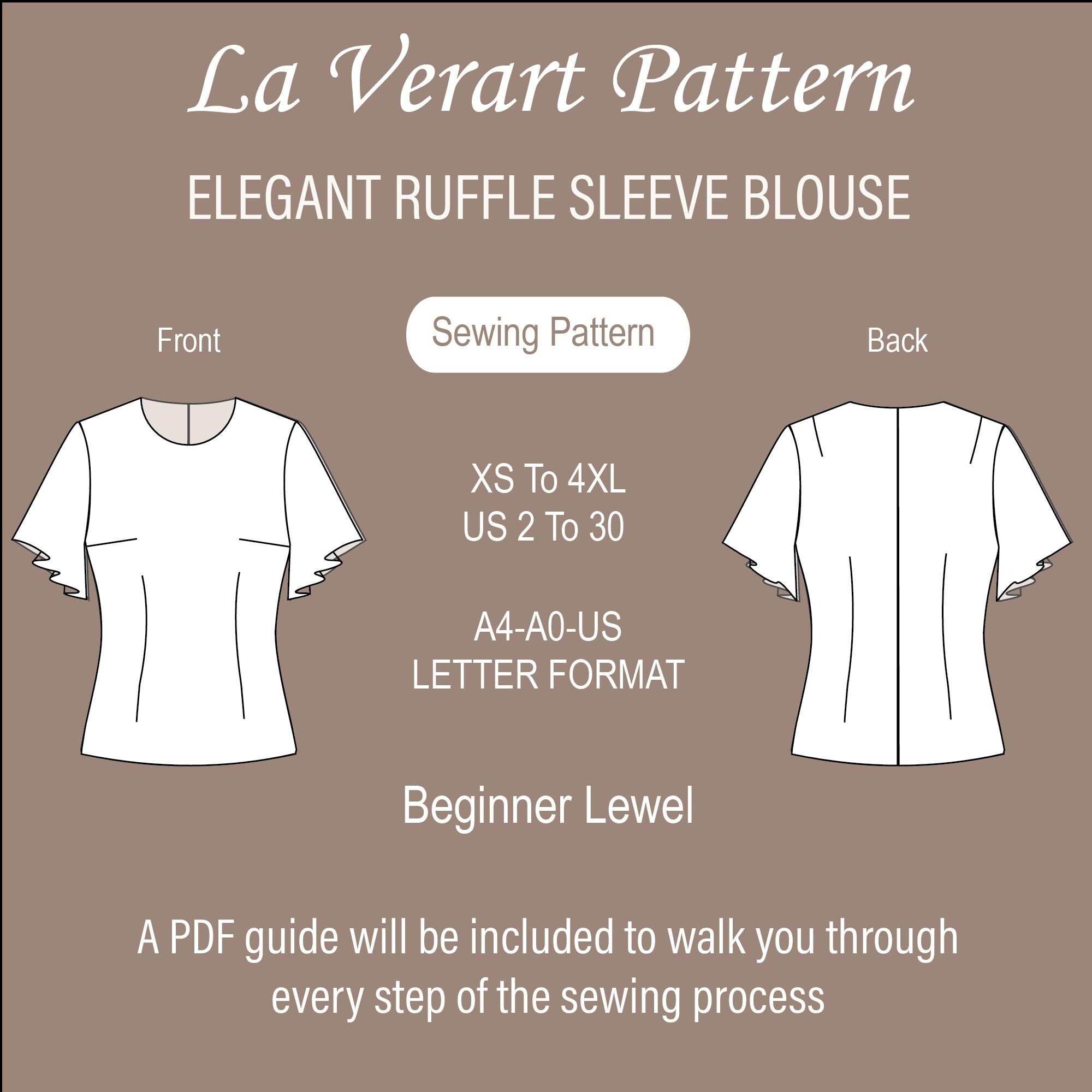 Ruffle Sleeve Blouse Sewing Pattern: Elegant Victorian Style (US 2-30 ...