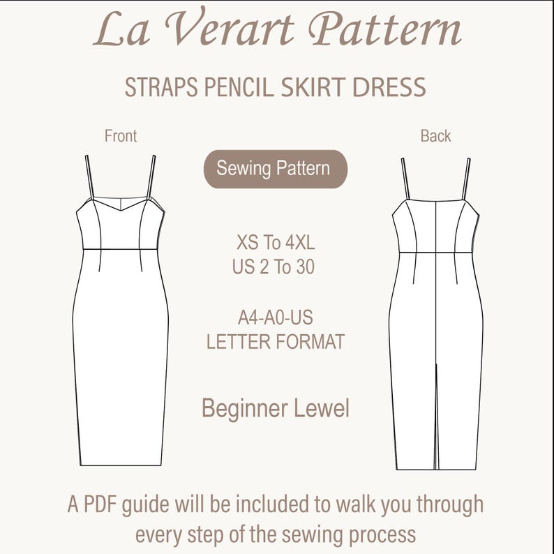 Strappy Pencil Dress Sewing Pattern: Sweetheart Neckline, XS-4XL (A0 ...