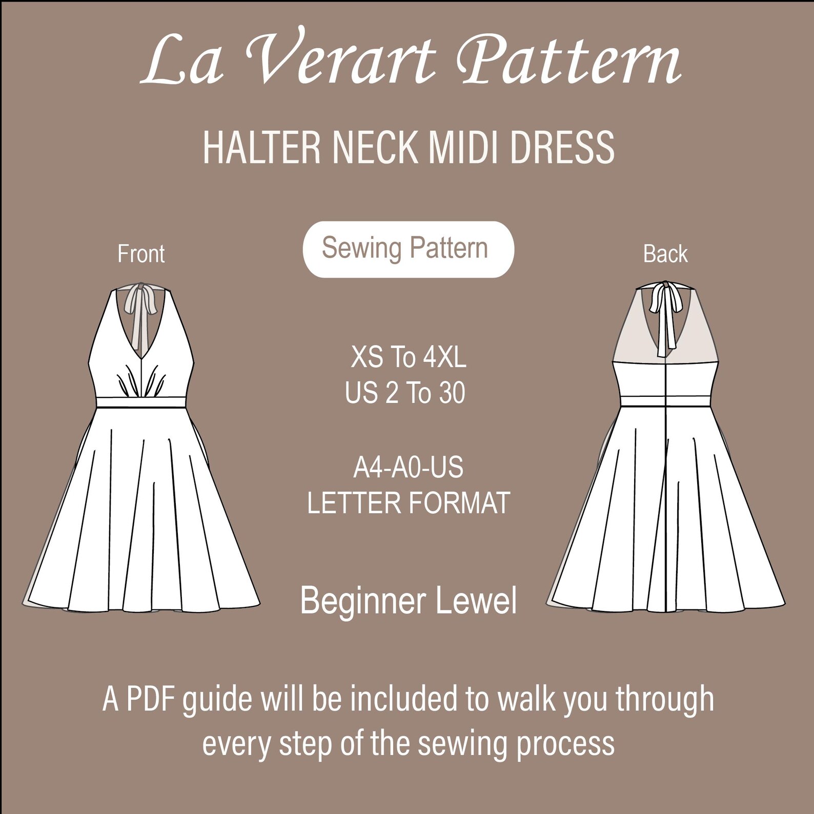 Halter Dress Sewing Pattern, Backless Dress Pattern, Summer Dress ...