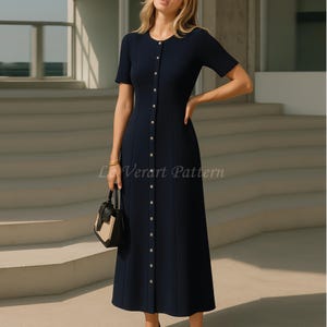 Button Down Dress Sewing Pattern, Midi Dress Sewing Pattern, Shirt ...
