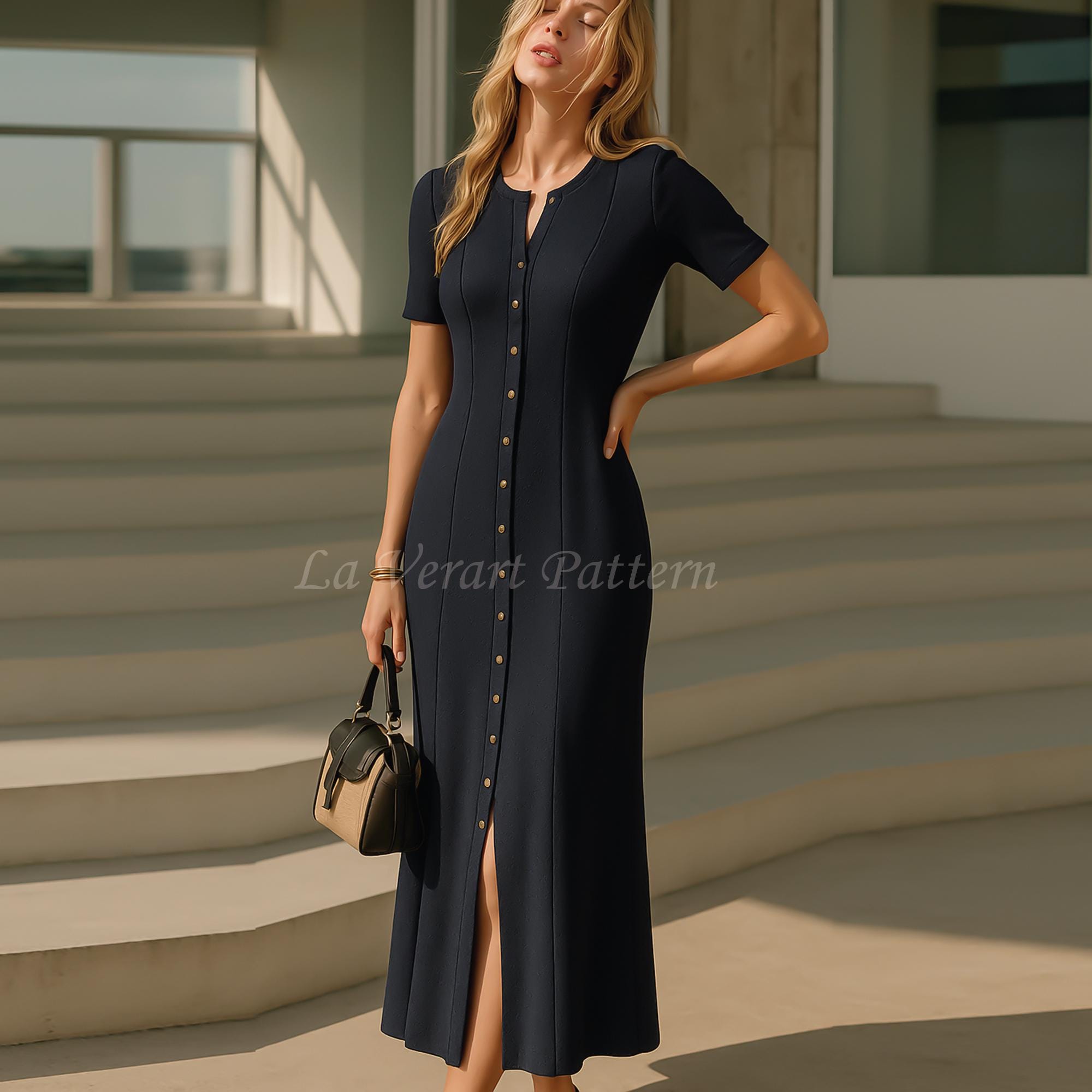 Button Down Dress Sewing Pattern, Midi Dress Sewing Pattern, Shirt ...