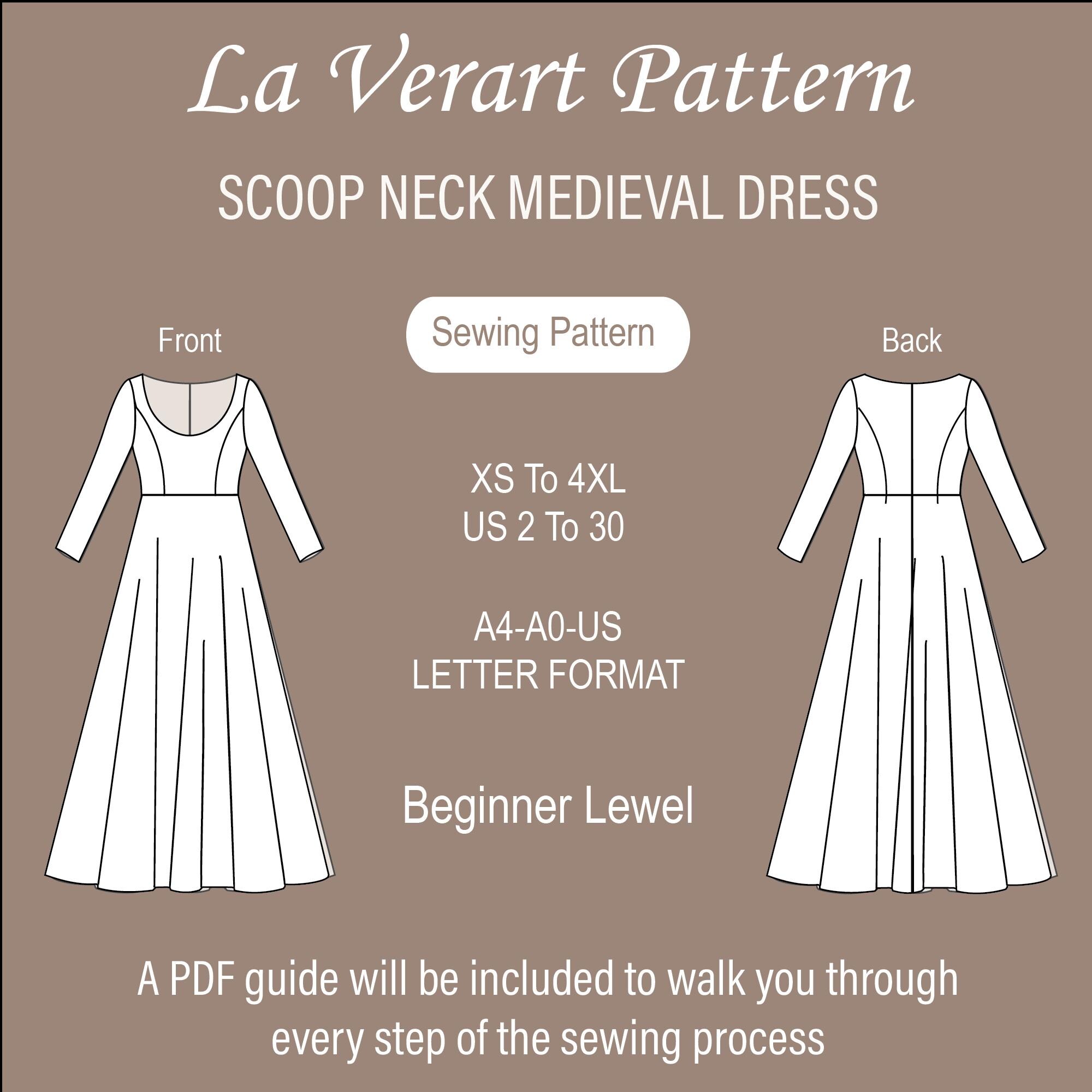 Renaissance Medieval Dress Sewing Pattern: Long Sleeve Gothic Elven ...