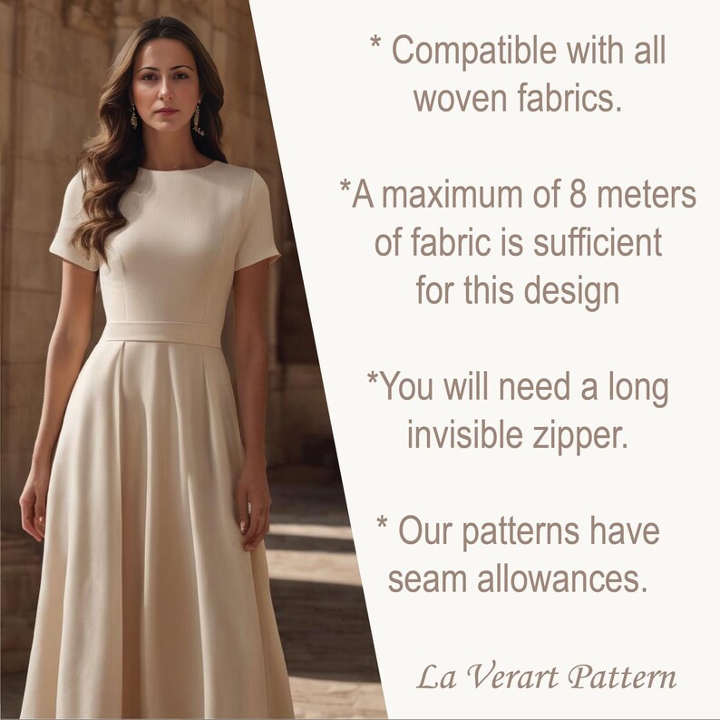 Backless Maxi Dress Sewing Pattern, Plunging Back U-neck Dress ...