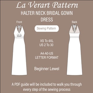 Halter Neck Satin Bridal Gown Dress Pattern, Open Back Halter Neck ...