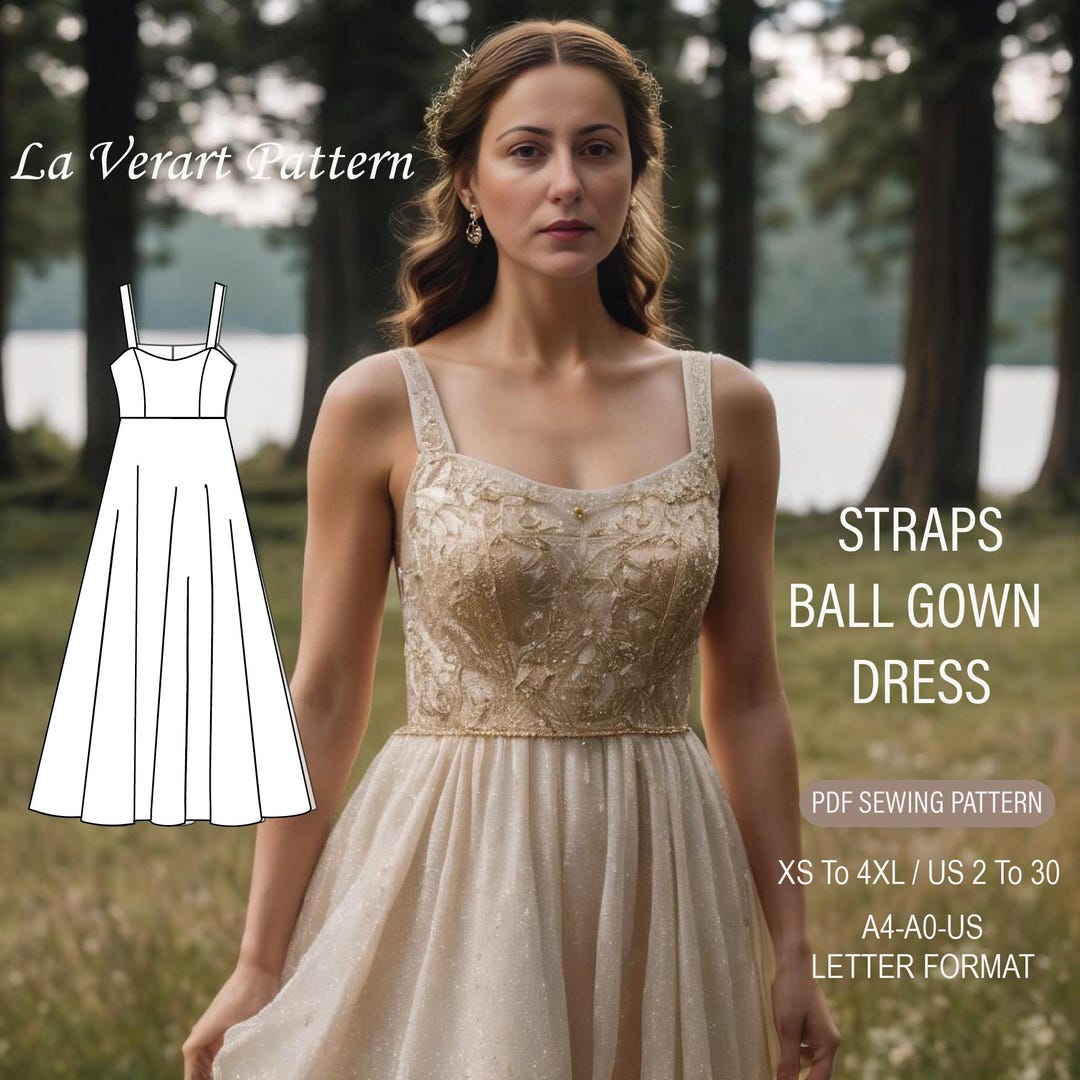 Tulle Ball Gown Dress Sewing Pattern: Straps Maxi Dress (PDF) - Etsy UK
