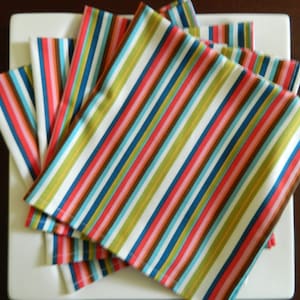 Stripe Napkins, Set of 4. Multi-color Stripes. Every Day Napkins ...