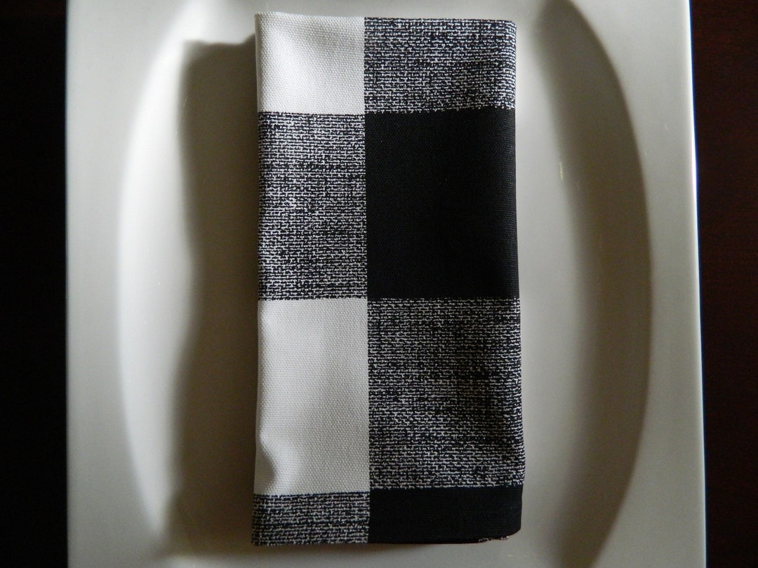 Black and White Buffalo Check Napkins. Set of 4 Napkins. Retro - Etsy