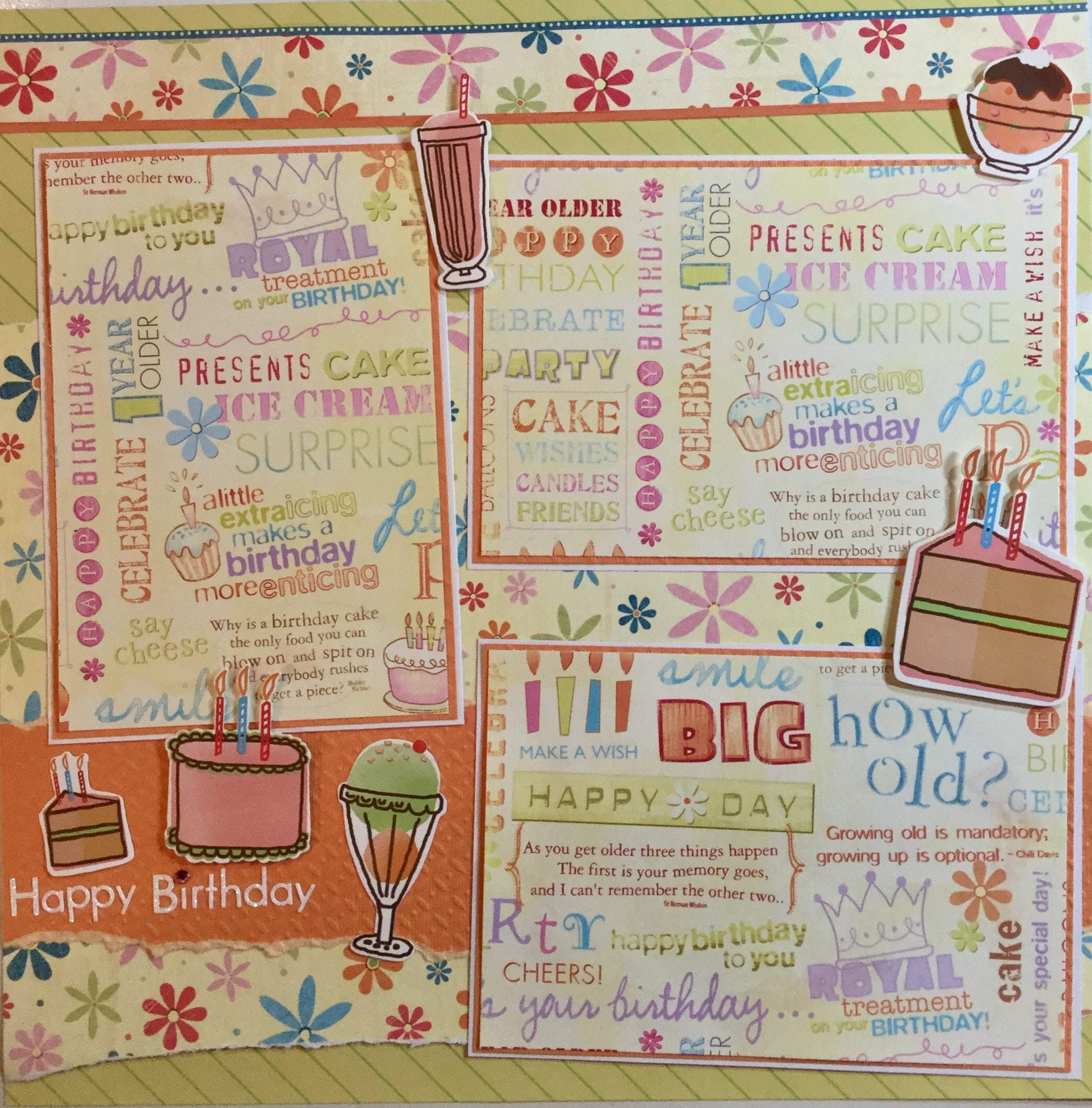 HAPPY BIRTHDAY 12 X 12 Premade Scrapbook Layout -- Birthday Scrapbook ...